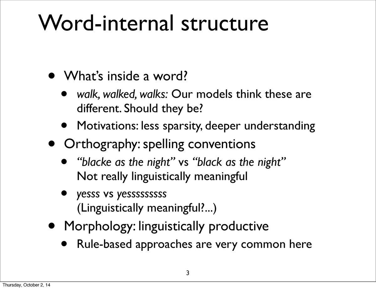 Morphology - finite state transducers - Word-internal structure - What ...