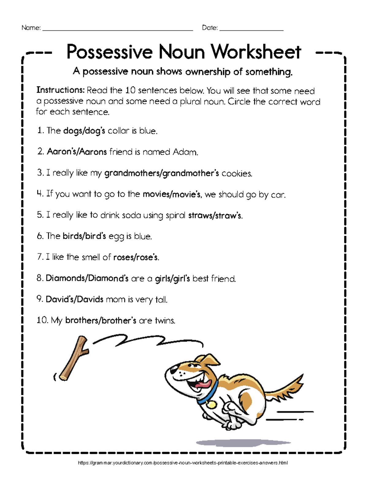Possessive-Noun-Worksheet - A possessive noun shows ownership of ...