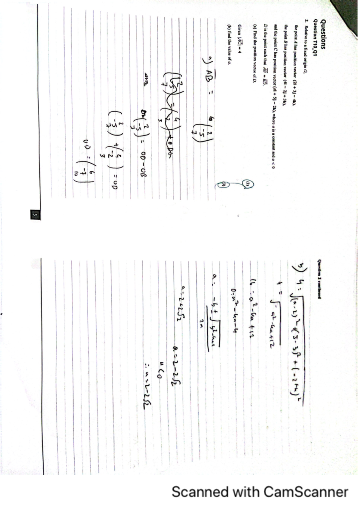 Cam Scanner vectors - vector practice question worked - Studocu