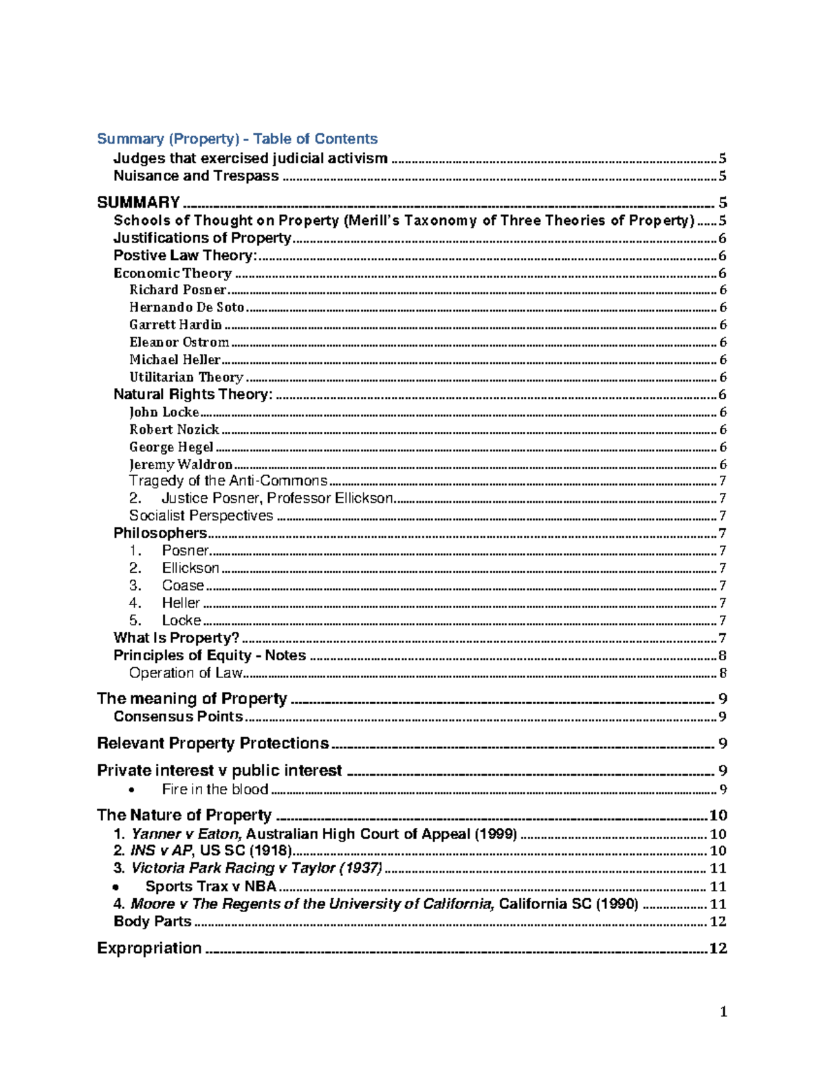 Property Summary - Summary (Property) - Table of Contents Judges that ...