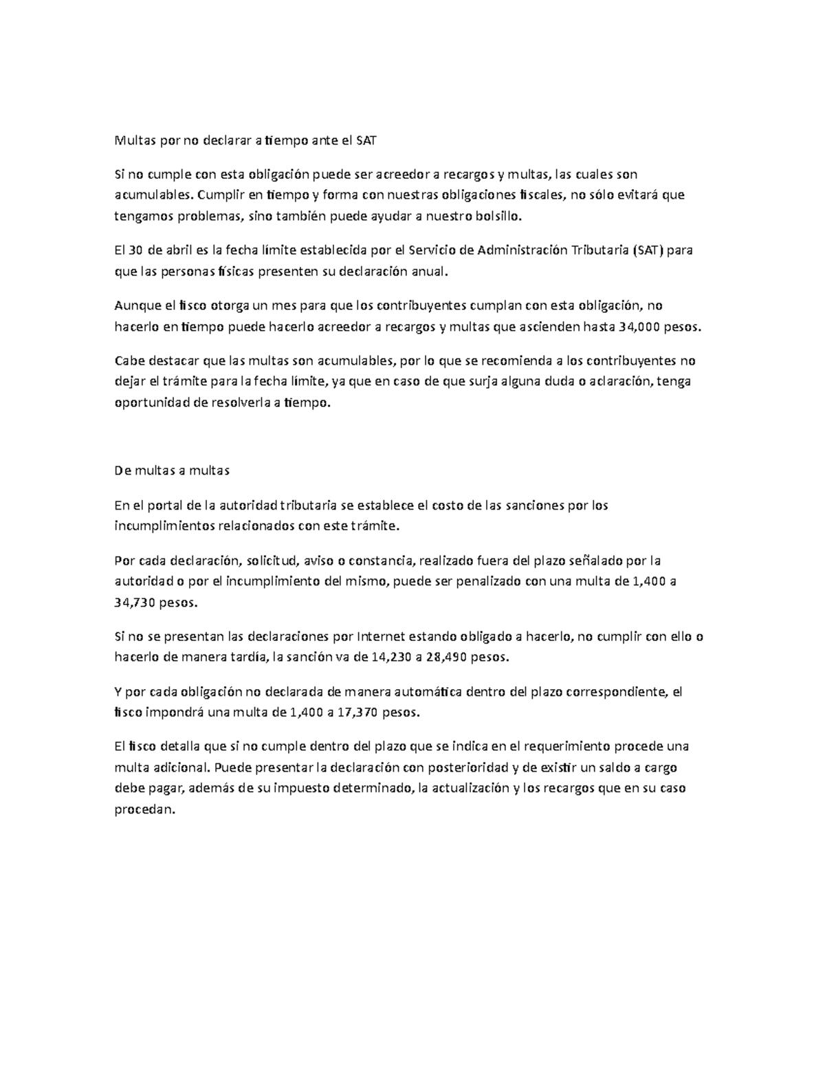 Abmm cff - wefwefwef - Multas por no declarar a tiempo ante el SAT Si ...