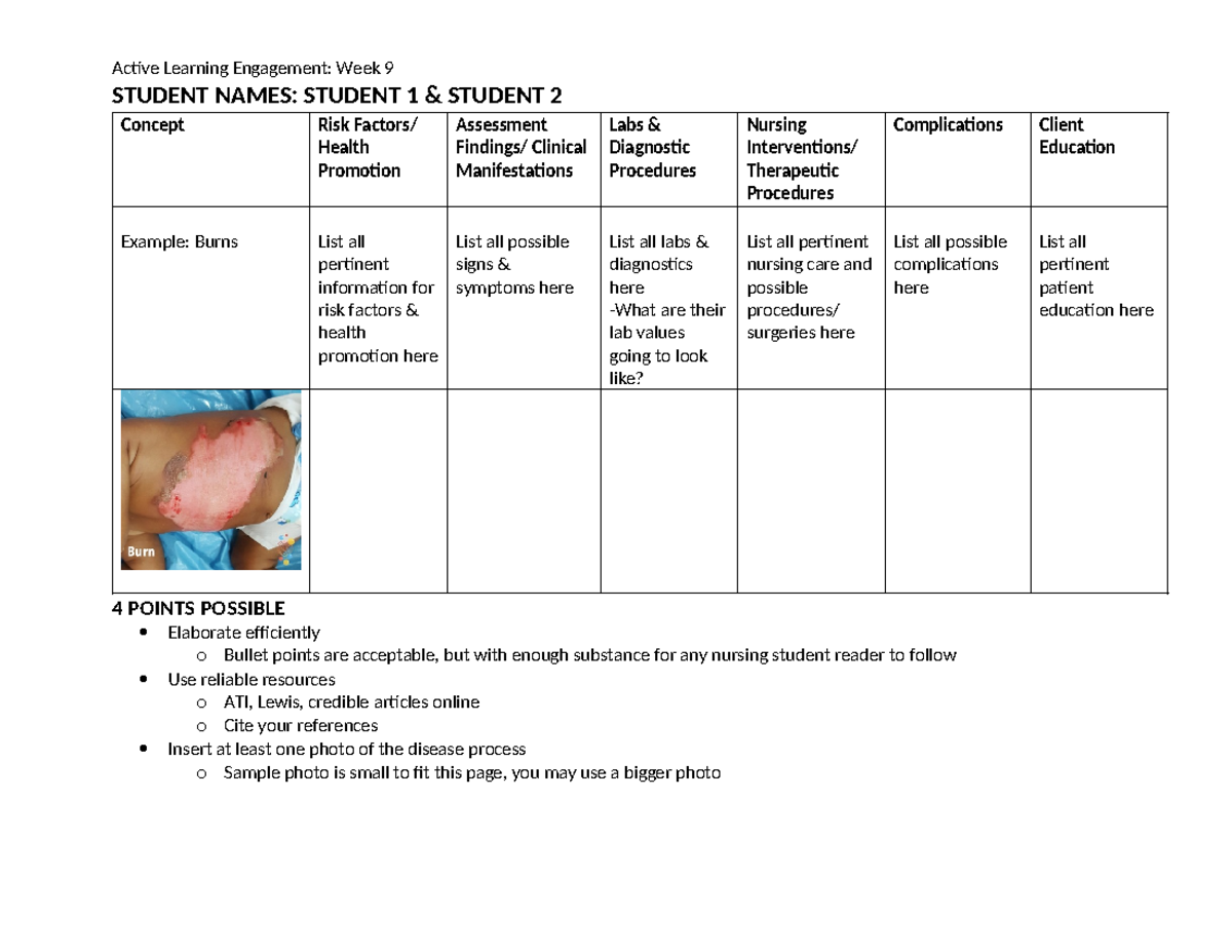 Week 9 ALE sample - 4 pts - nan - Active Learning Engagement: Week 9 ...