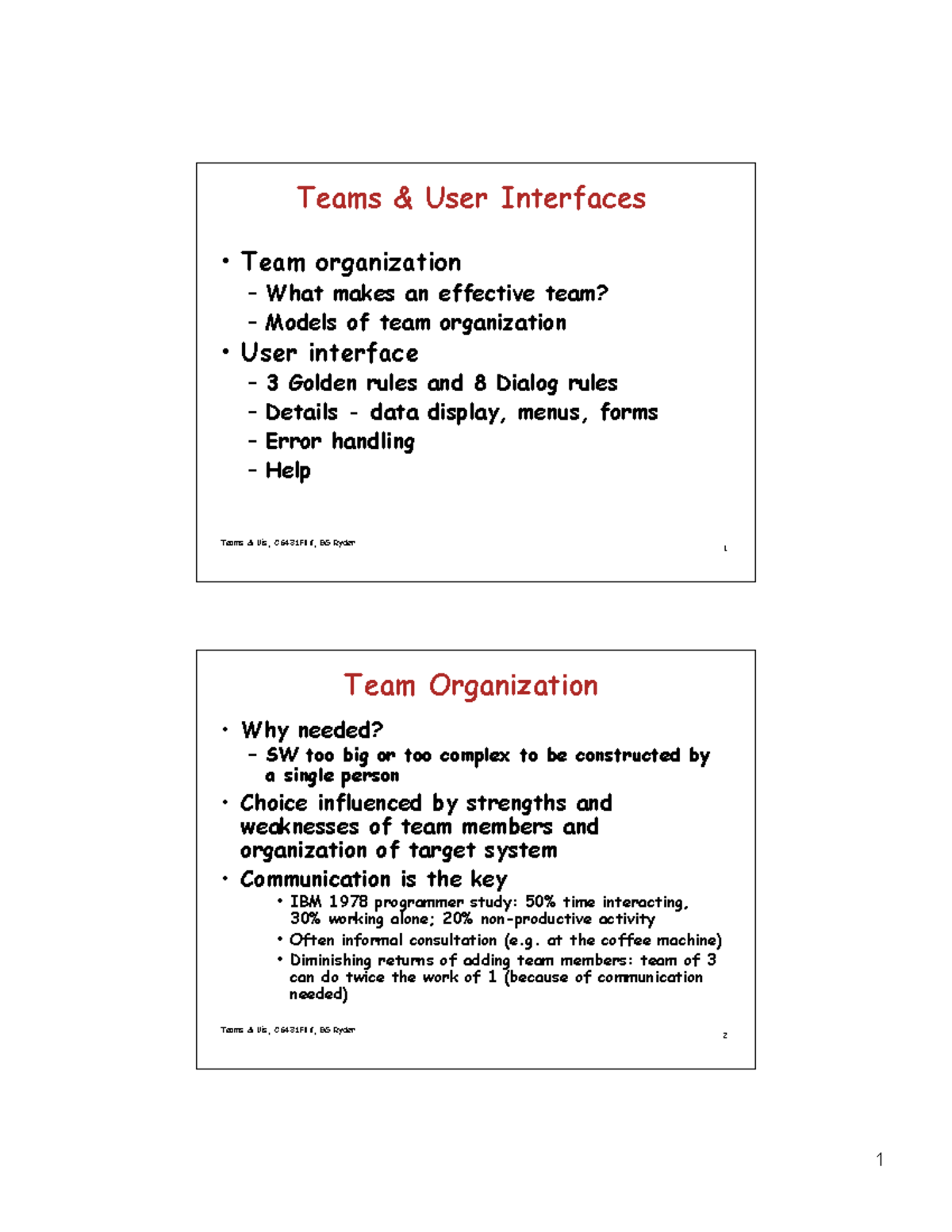 Teams&UIs-2 - About software testing - Teams & Uis, CS431F06, BG Ryder ...