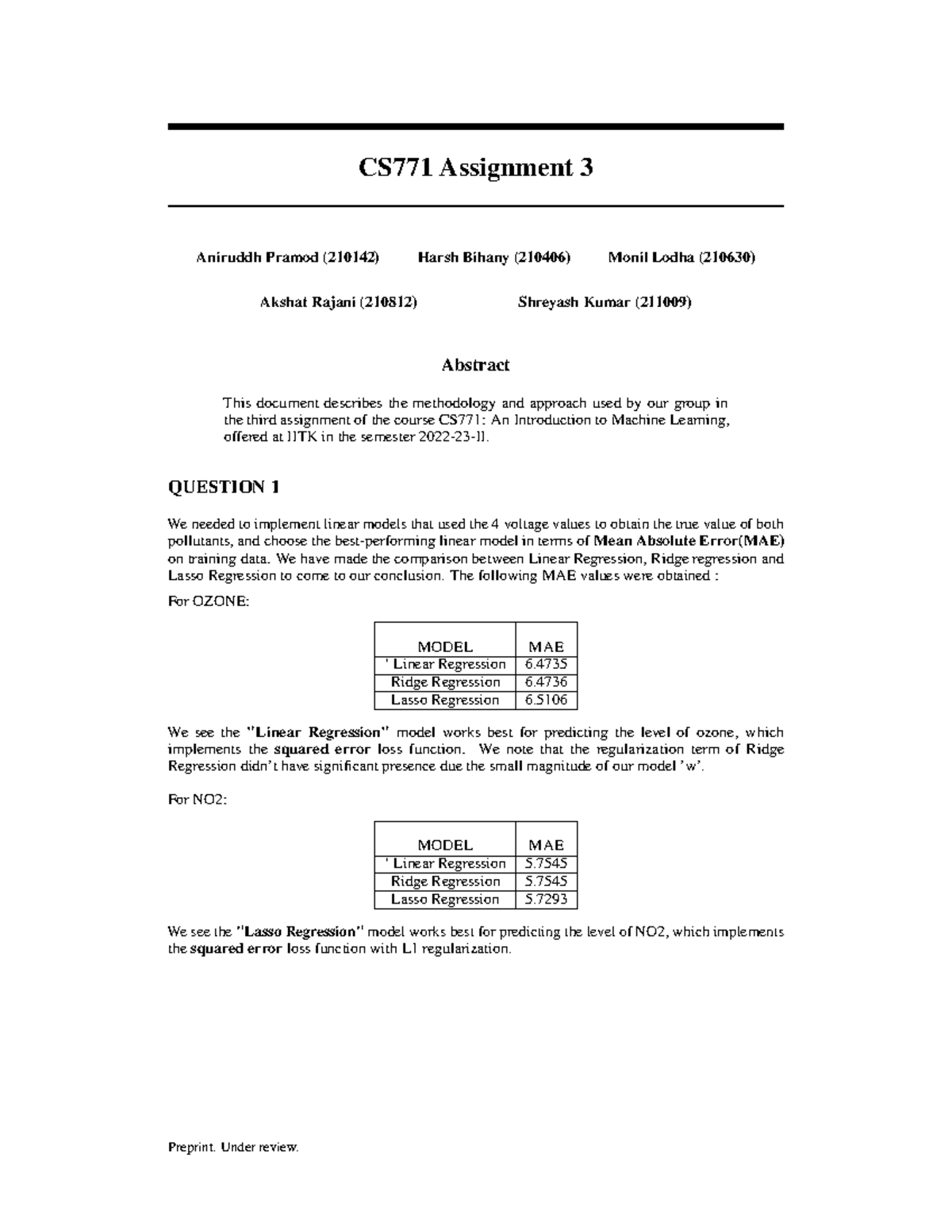 CS771 A3 - non-linear modes assignment - CS771 Assignment 3 Aniruddh Pramod (210142) Harsh ...