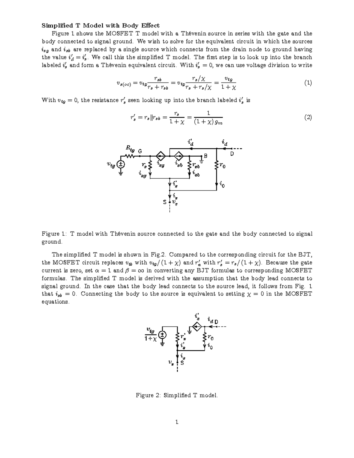 Practical - Hybrid-π model, simplified t model, summary of mosfet ...
