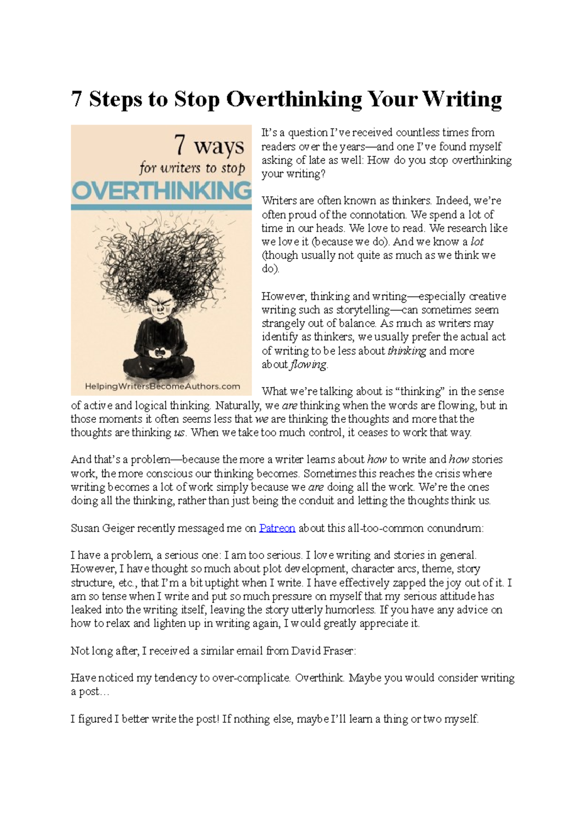 7 Steps to Stop Overthinking Your Writing - 7 Steps to Stop ...