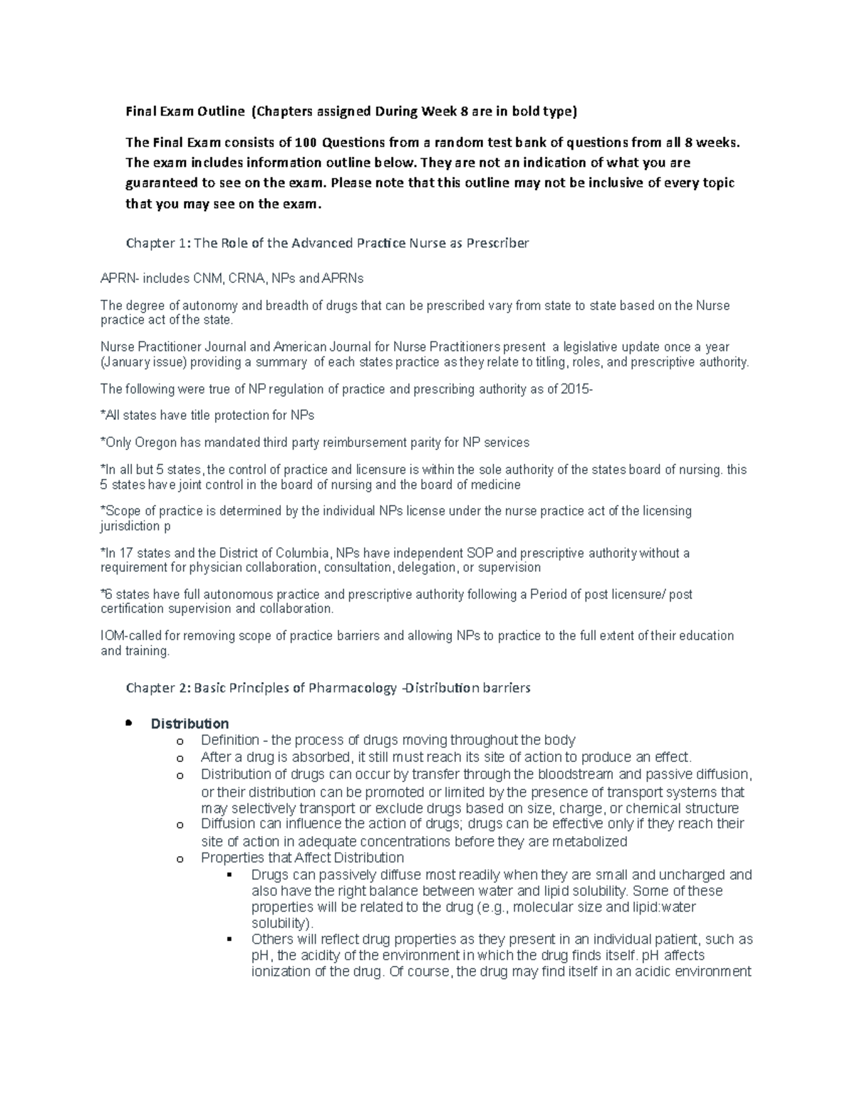 Final Exam Outline 1 - The exam includes information outline below ...