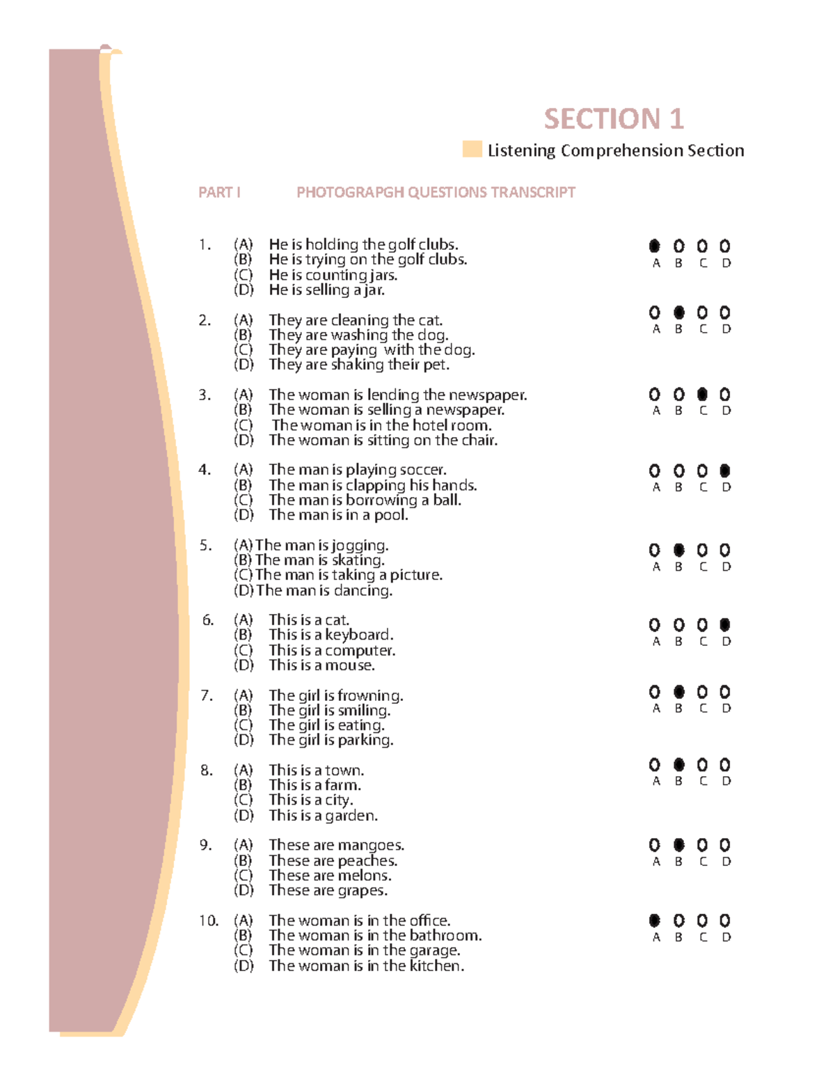 Toiec 2 transcript - practices - Listening Comprehension Section PART I ...