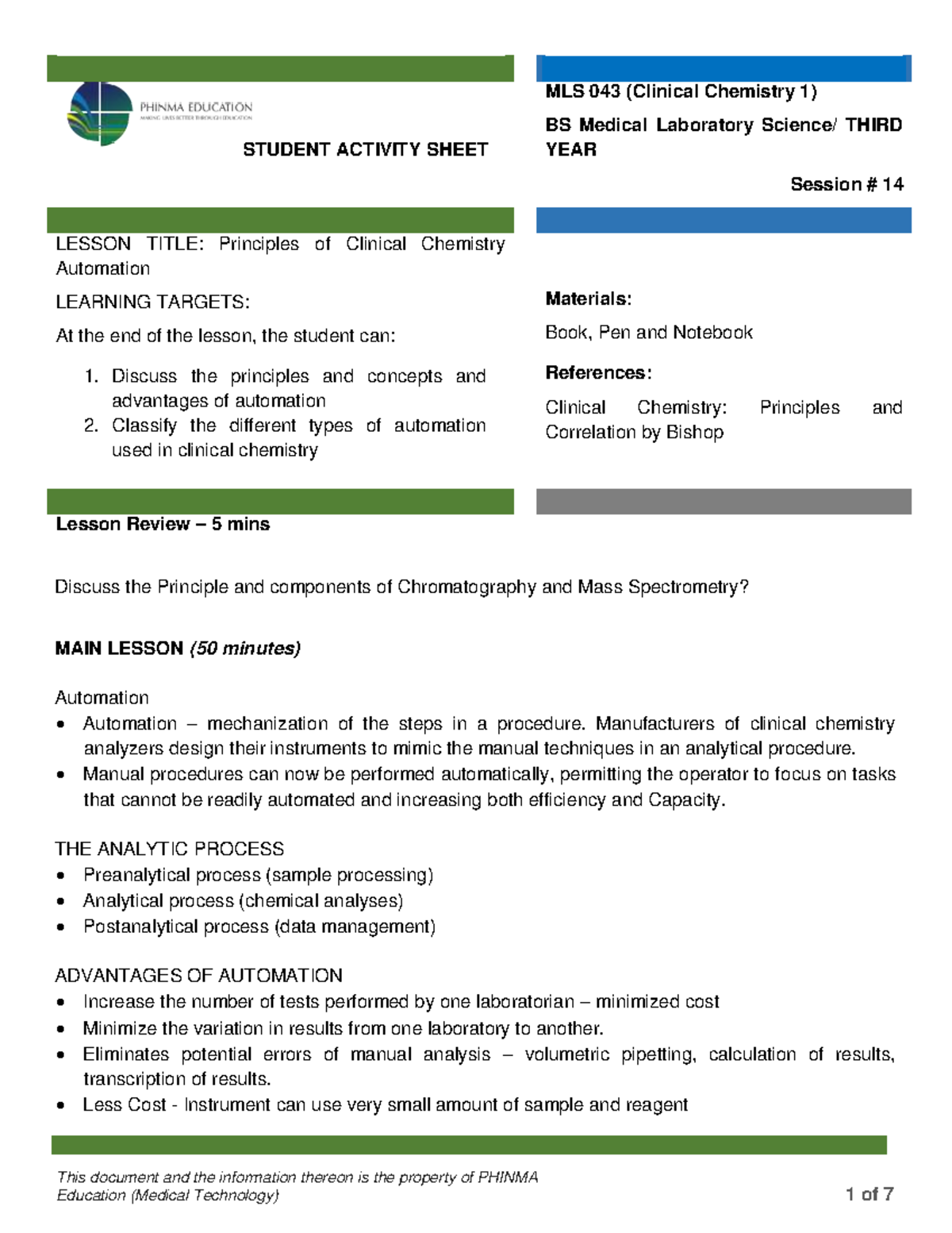 MLS 043 CC1 SAS Module 14 - This document and the information thereon ...