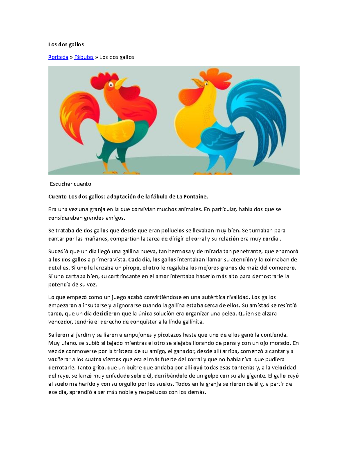 Los dos gallos fvla - Los dos gallos Portada » Fábulas » Los dos gallos ...