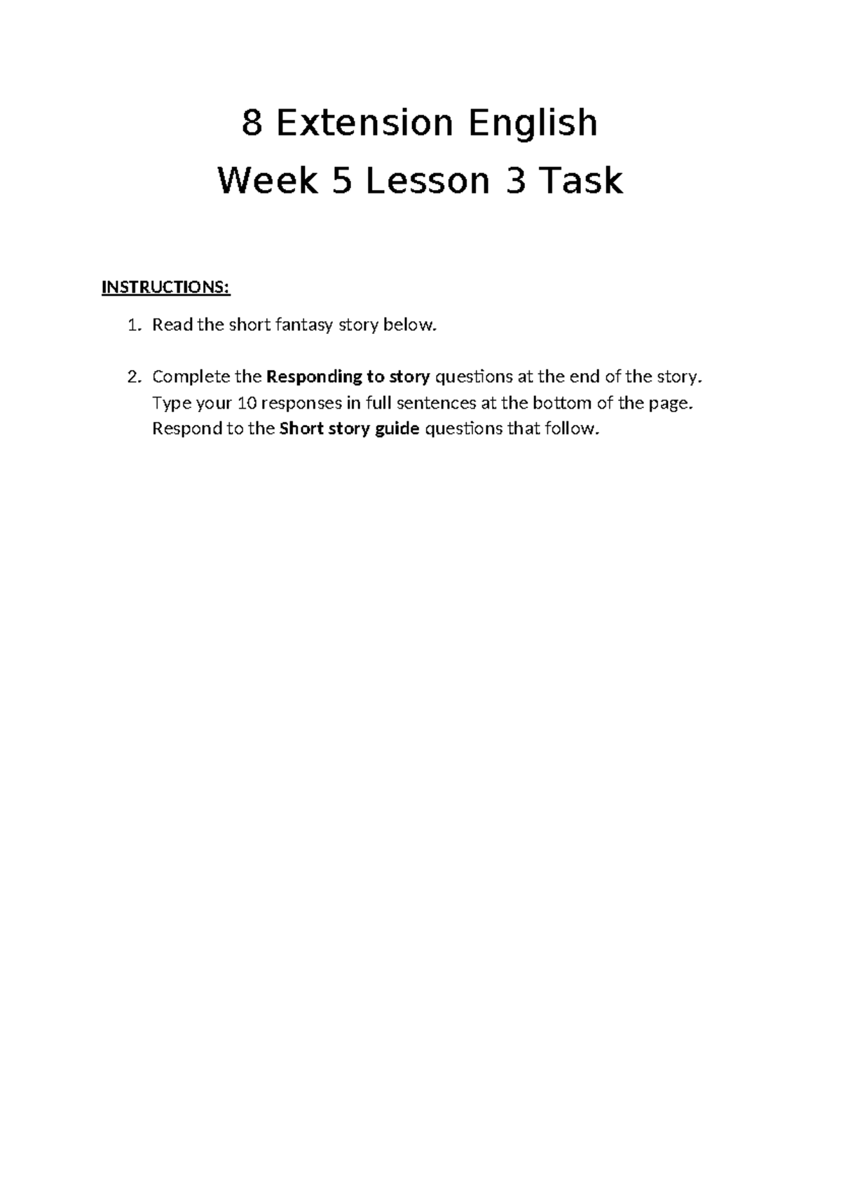 8 English Week 5 - Mayday - 8 Extension English Week 5 Lesson 3 Task ...