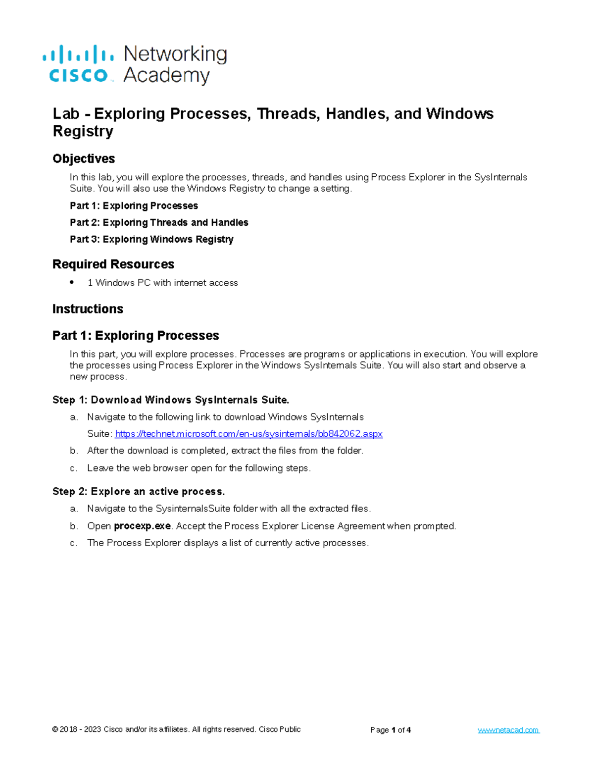 Act 4 - IAS Assignment - Lab - Exploring Processes, Threads, Handles, and Windows Registry - Studocu