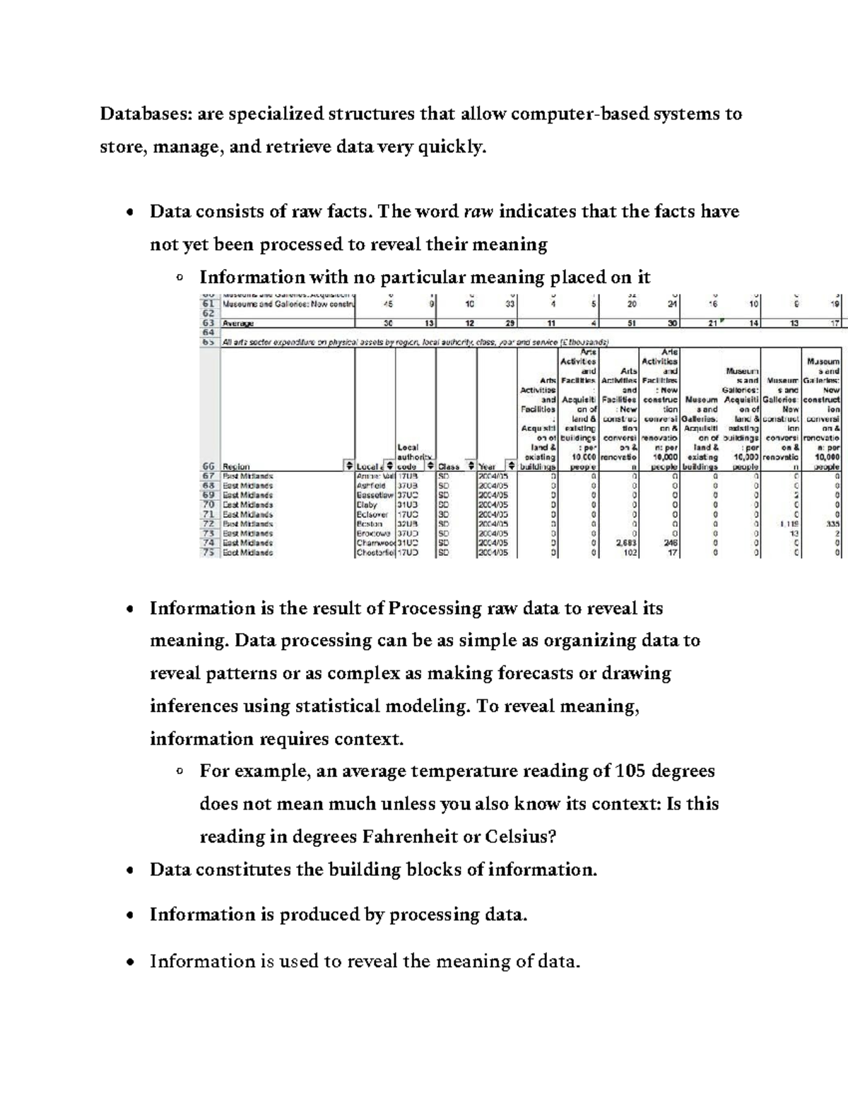 Chapter 1 Notes Databases Are Specialized Structures That Allow Computer Based Systems To