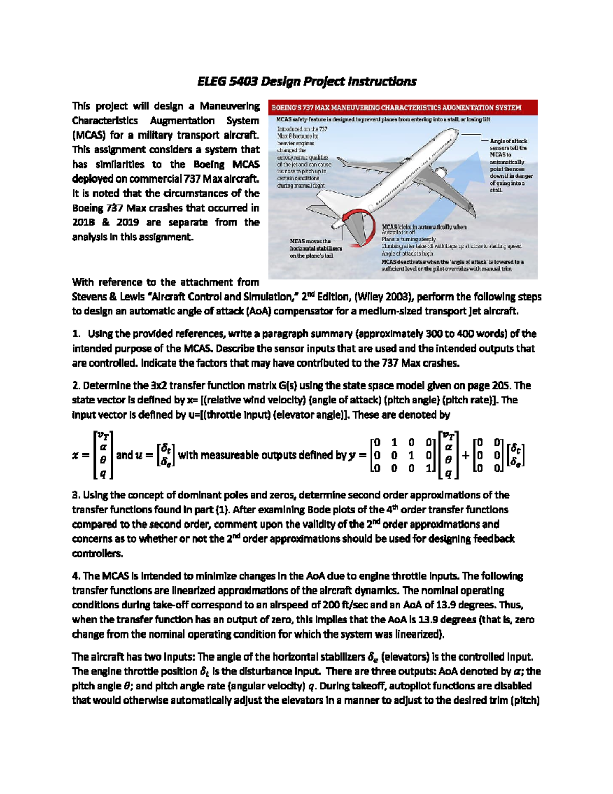 ELEG5403 Design Project - MCAS for 737 Max v01 - EEC 594 - Studocu