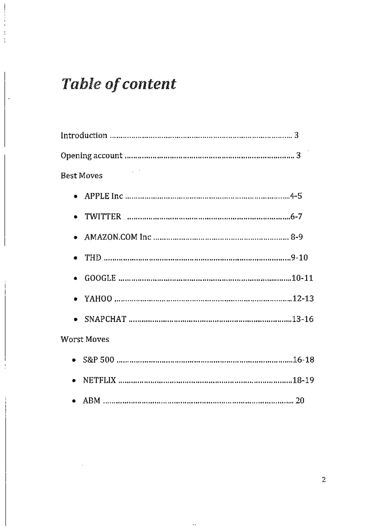 Sample Trading Project - Tame ofcomem Introduction - Studocu
