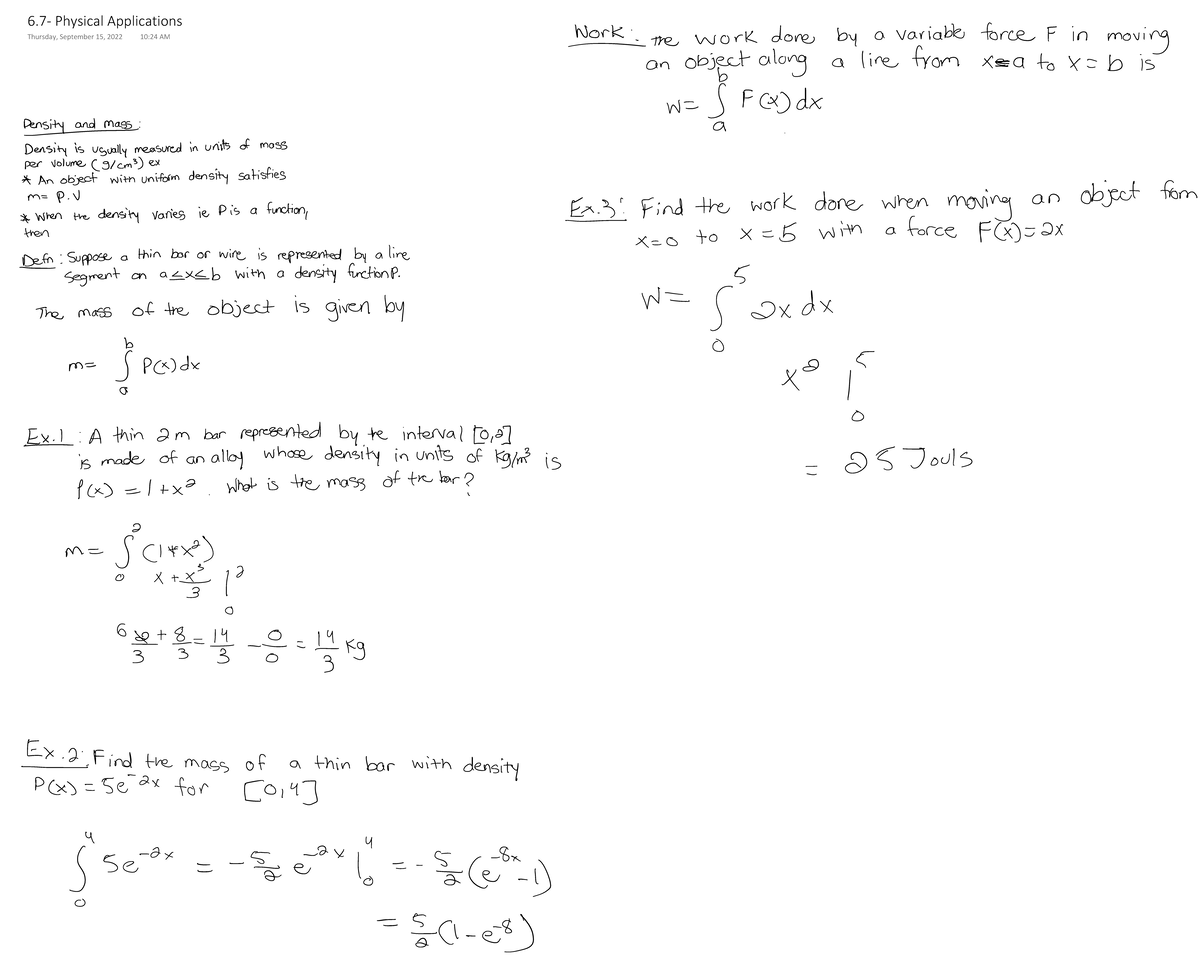 6.7- Physical Applications - MATH 2413 - 6- Physical Applications ...