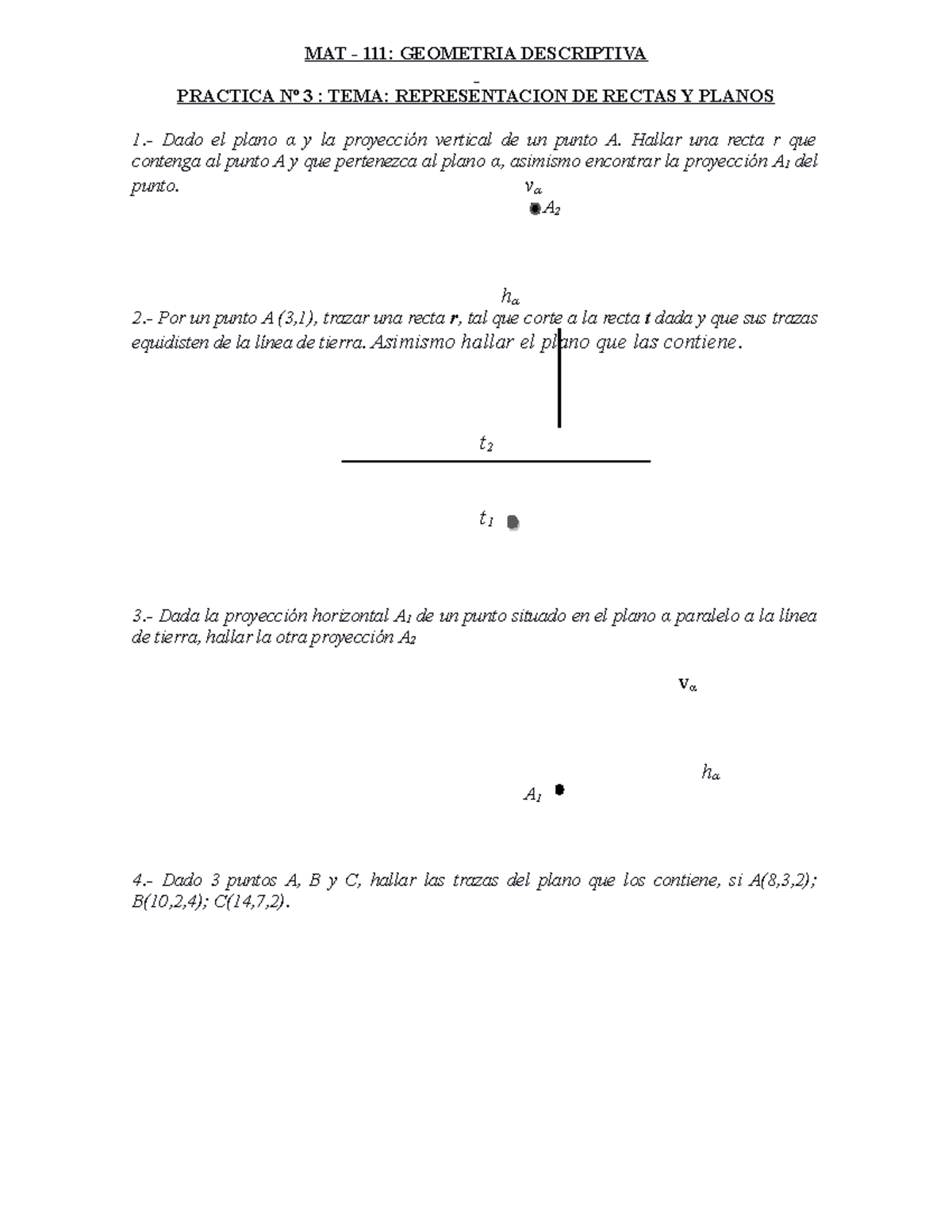 Practica N° 3- MAT 111 - Ejercicios practicos tema planos en el espacio ...