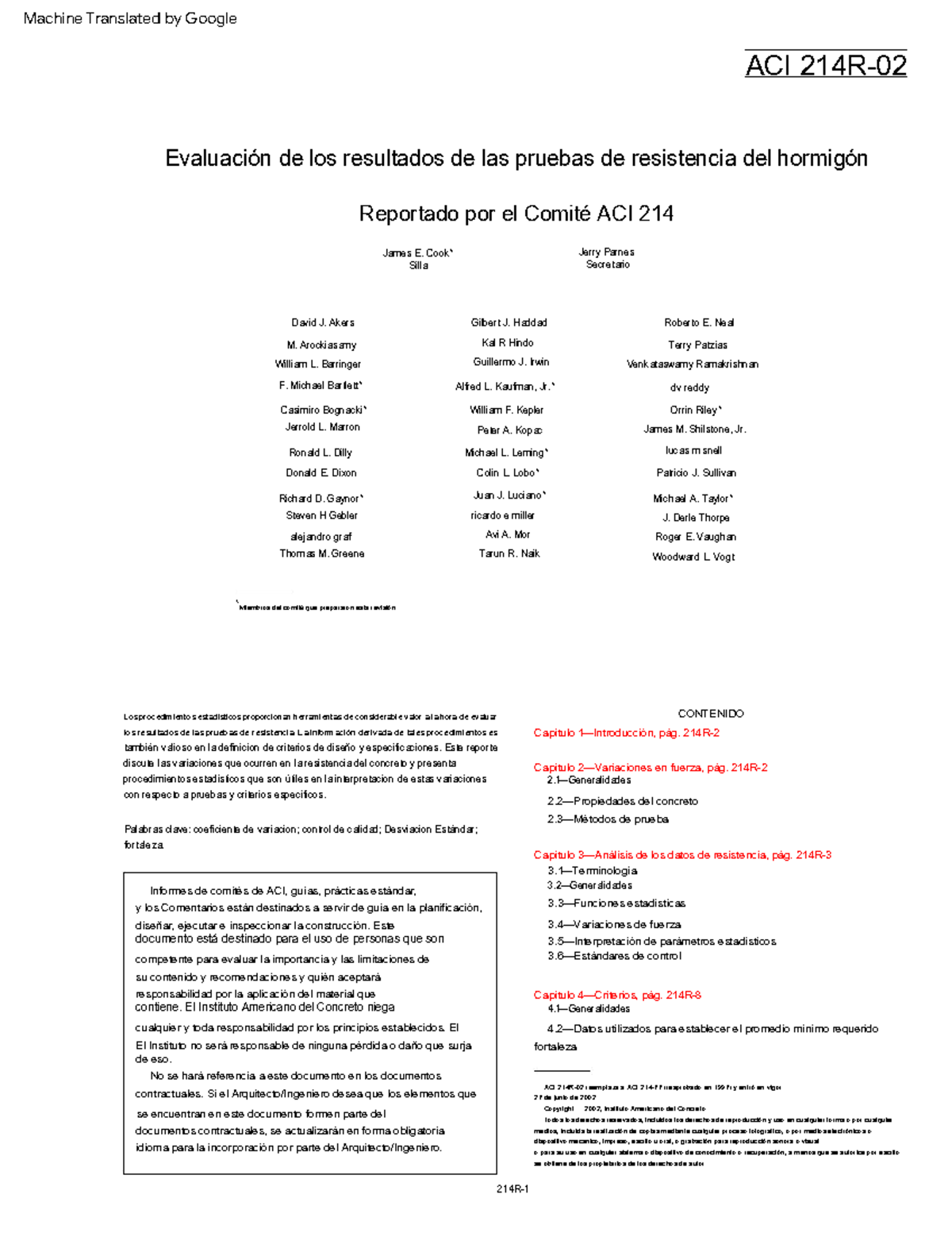 Semana 14 O Evaluation of Strength Test Results of Concrete - ACI 214R ...