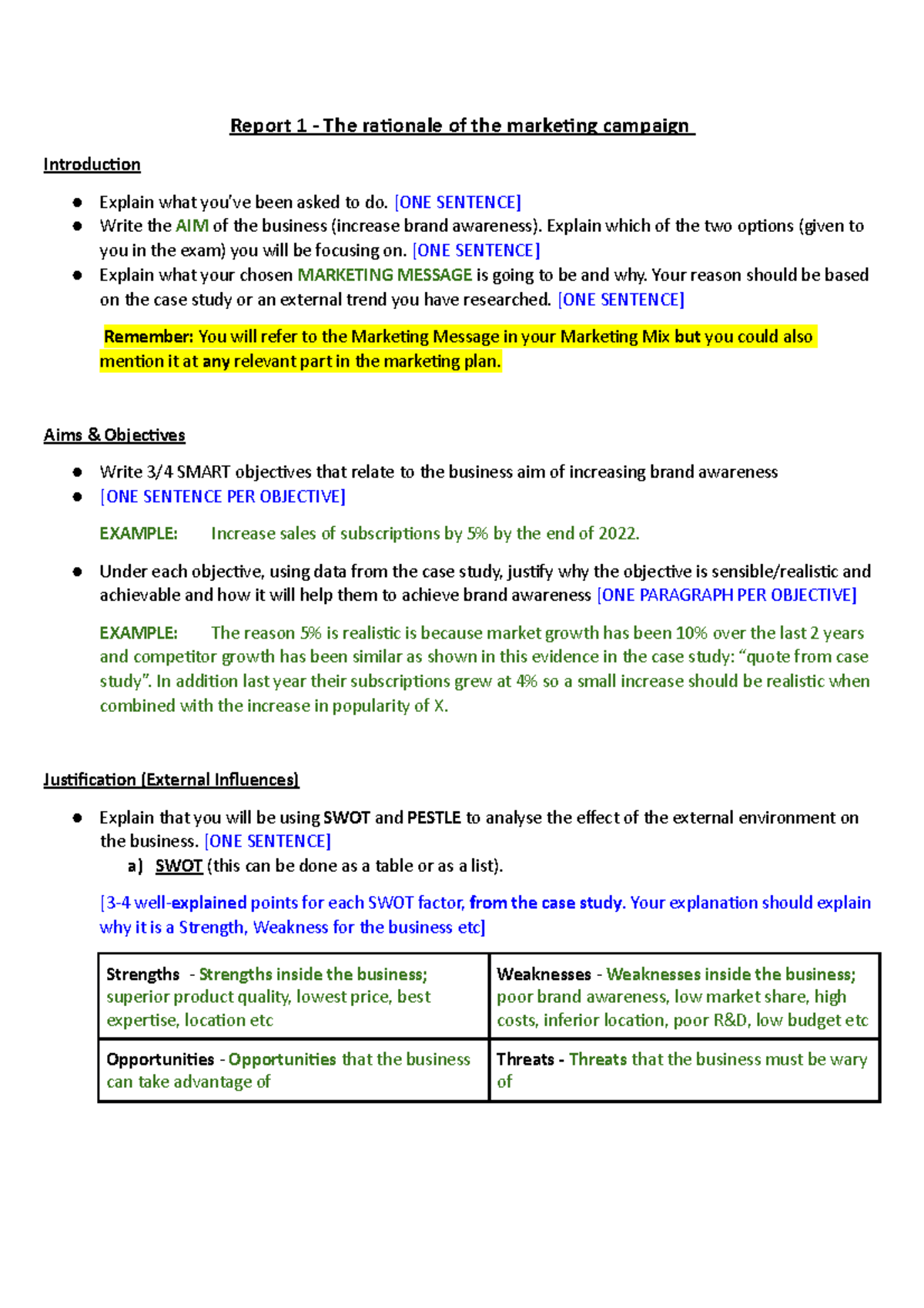 Report 1 Template Rationale of the marketing campaign - Report 1 - The ...