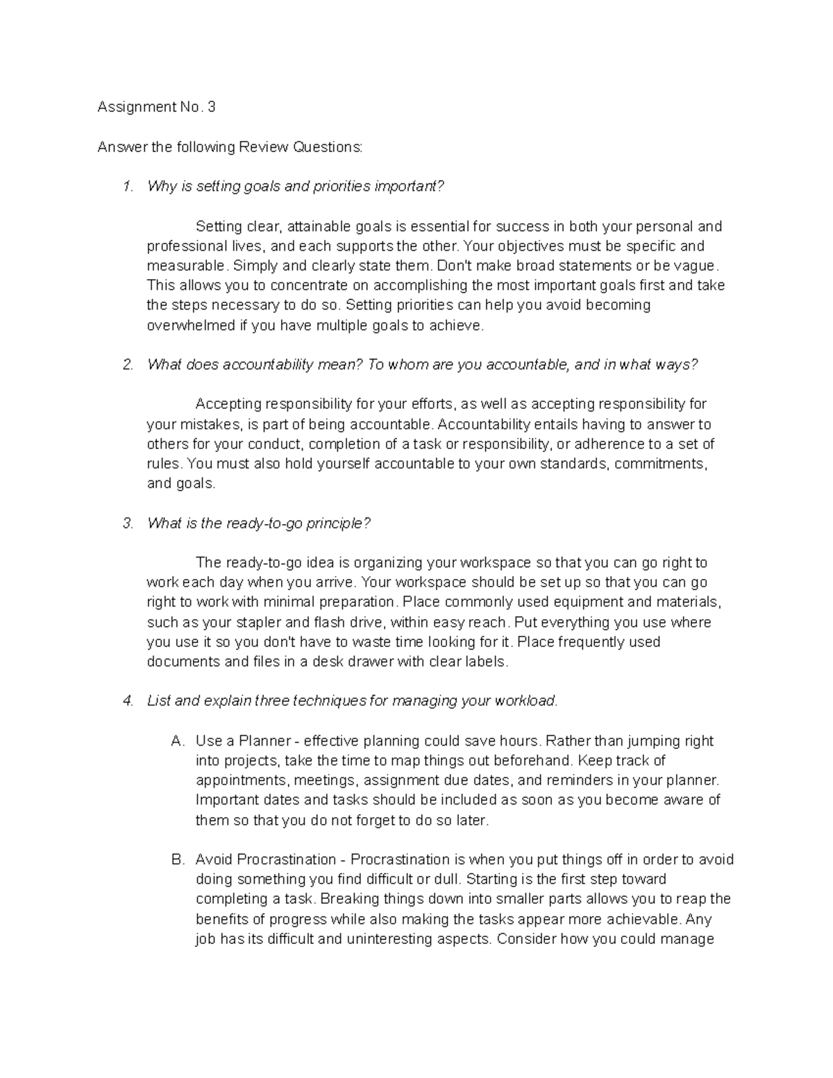 AOM-Assignment-No - ASSIGNMENT 3 - Assignment No. 3 Answer the following Review Questions: 1 ...