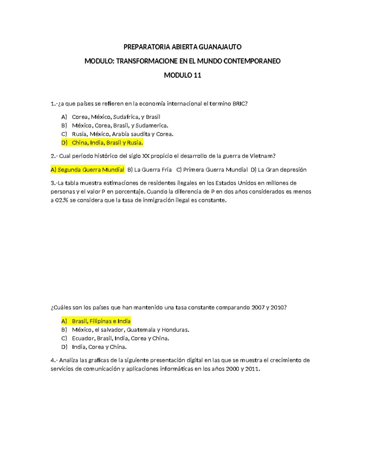 Modulo 11 - examenes - PREPARATORIA ABIERTA GUANAJAUTO MODULO ...