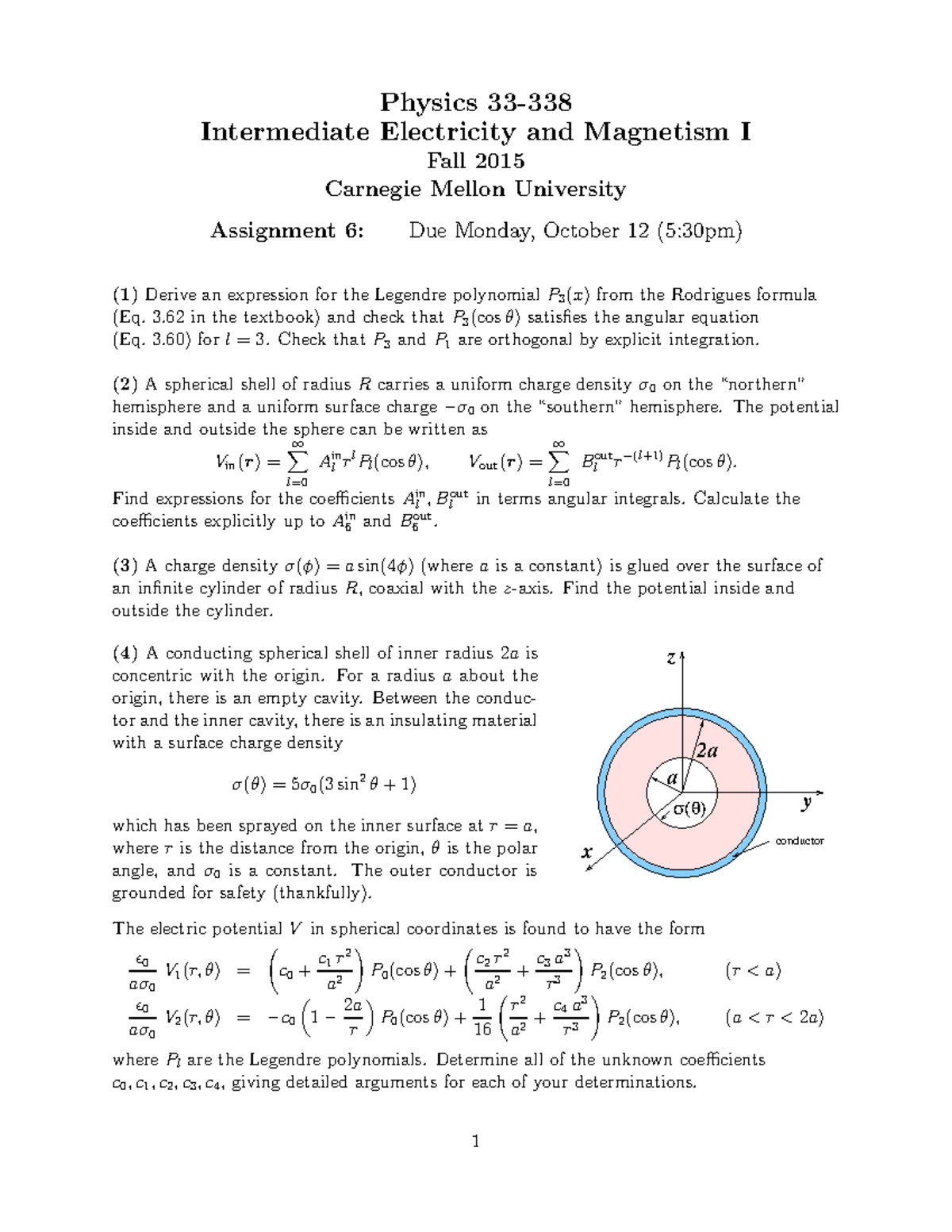 Assignment 06 - Physics 33- Intermediate Electricity and Magnetism I ...