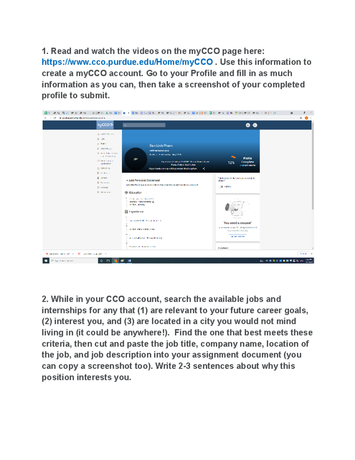 CCO Reflection - Read and watch the videos on the myCCO page here: cco.purdue/Home/myCCO. Use ...
