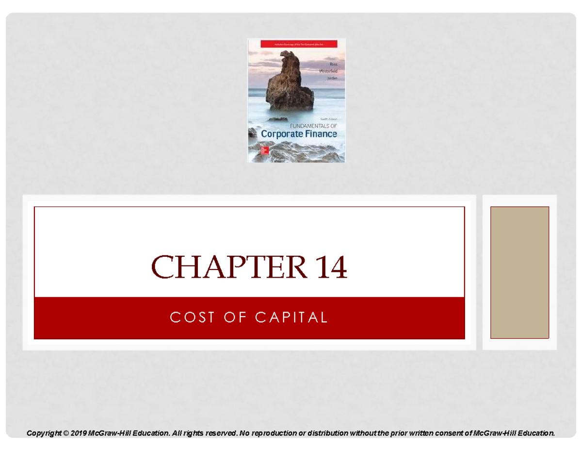 CHAP 14 PDFF - Corporate Finance chapter 14 - C O S T O F C A P I T A L ...