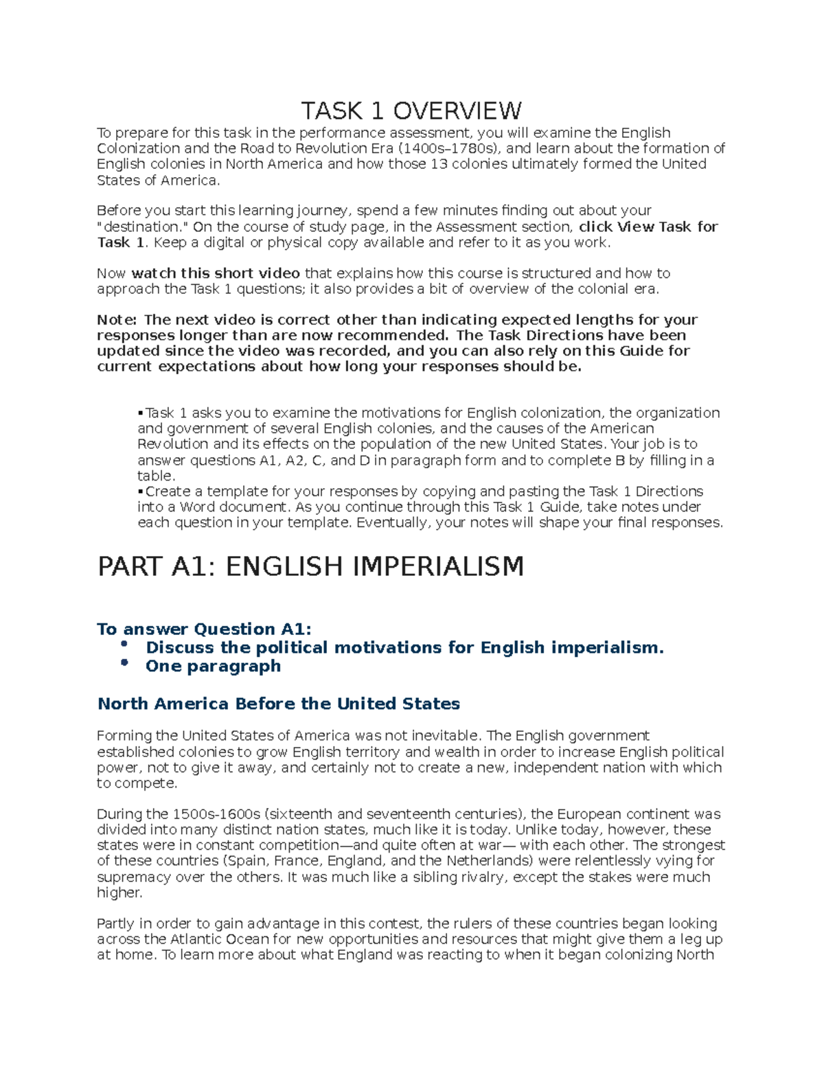 TASK 1 Overview - TASK 1 OVERVIEW To prepare for this task in the ...