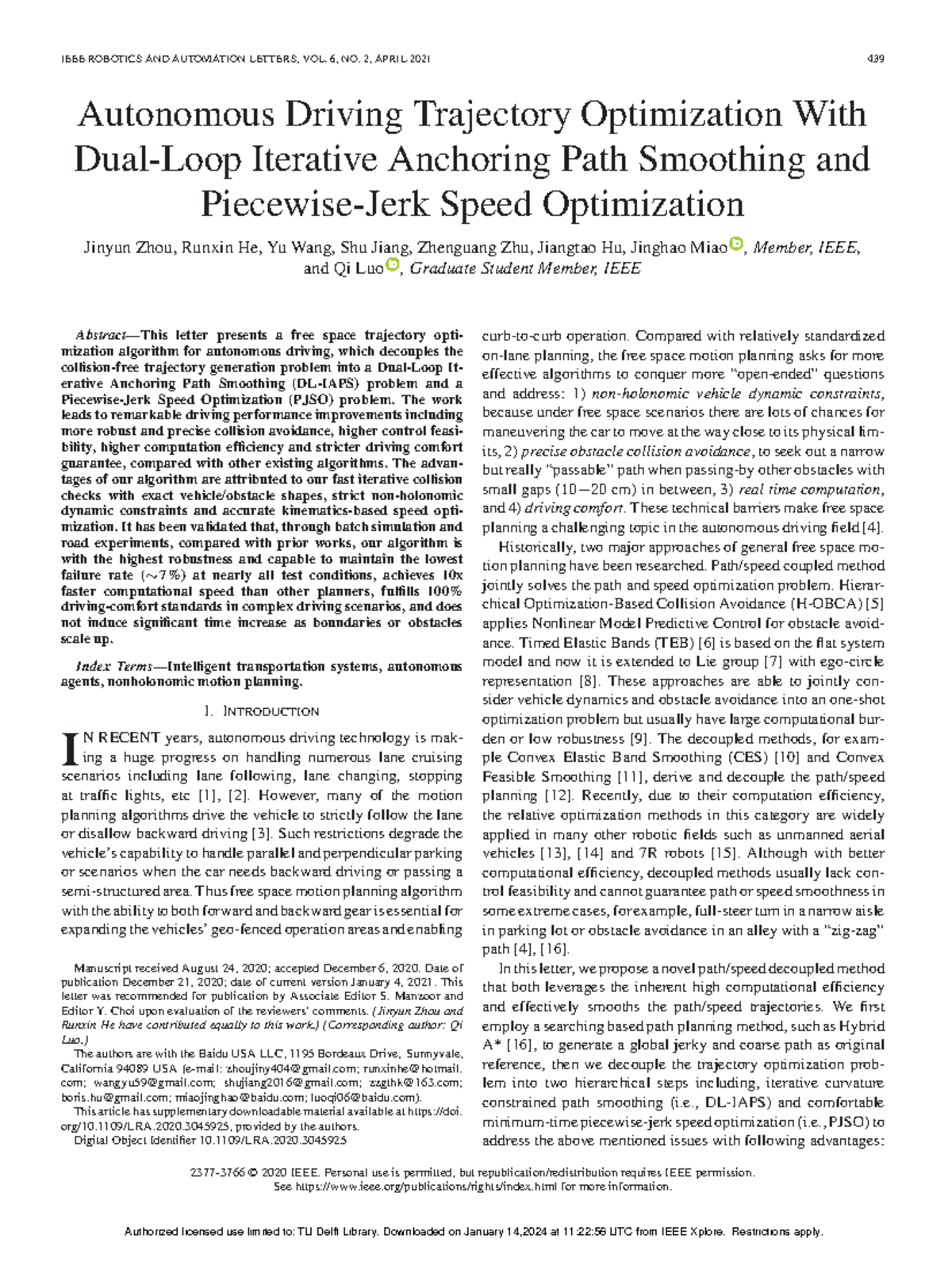 Autonomous Driving Trajectory Optimization With Dual-Loop Iterative Anchoring Path Smoothing and ...