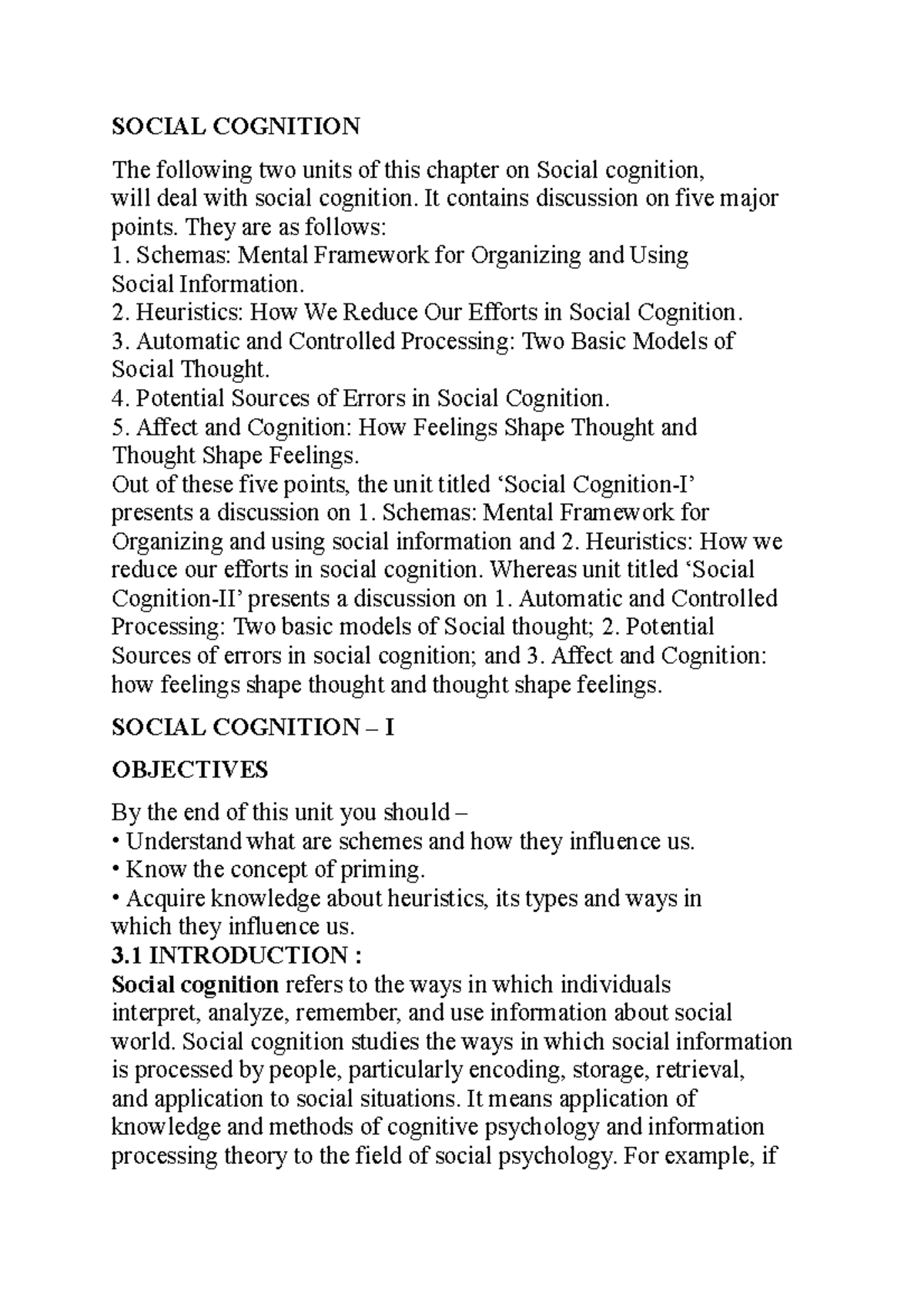 Social psychology 18 - SOCIAL COGNITION The following two units of this ...