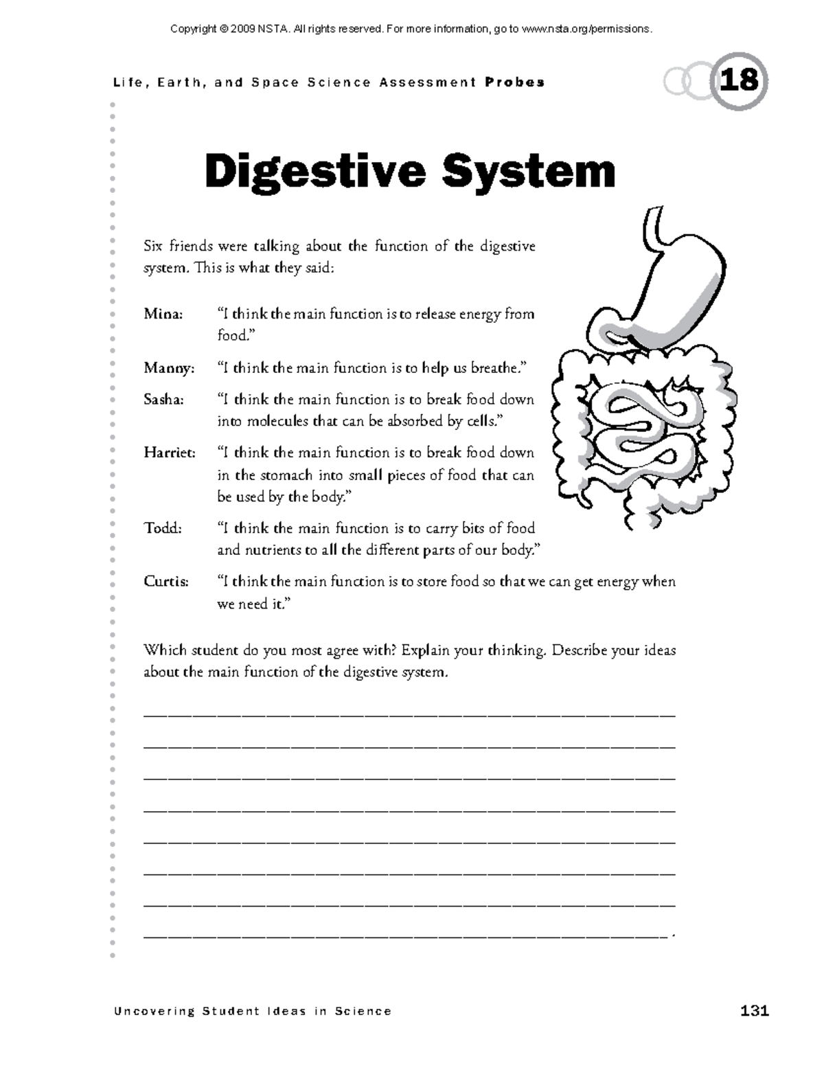 Digestive student - It has some questions and so i look at the passage ...