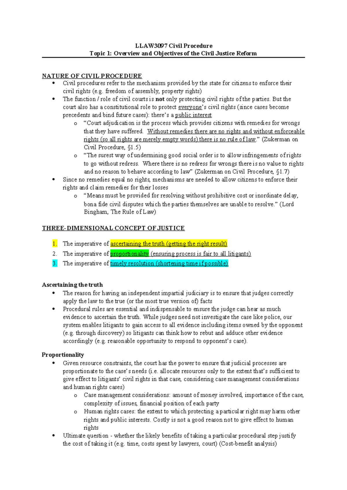 Notes Topic 1 Pre-commencement of proceedings - LLAW3097 Civil ...