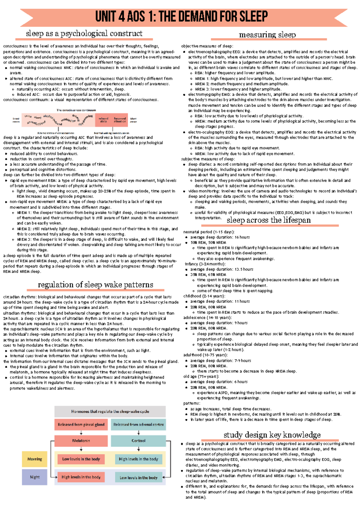Psychology Unit 4 Summaries - measuring sleep UNIT 4 AOS 1: THE DEMAND ...