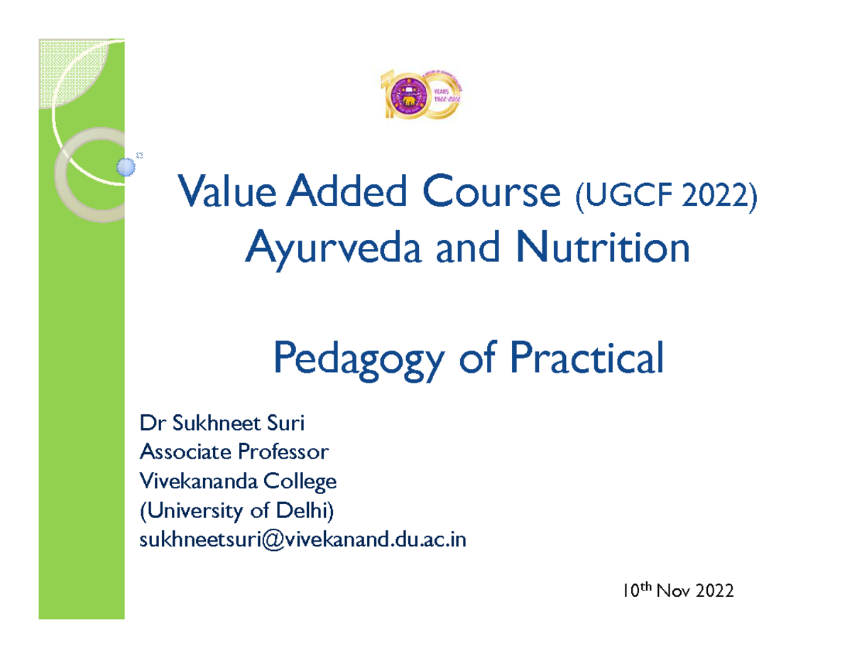 VAC Practical Pedagogy - Value Added CourseValue Added Course (UGCF ...