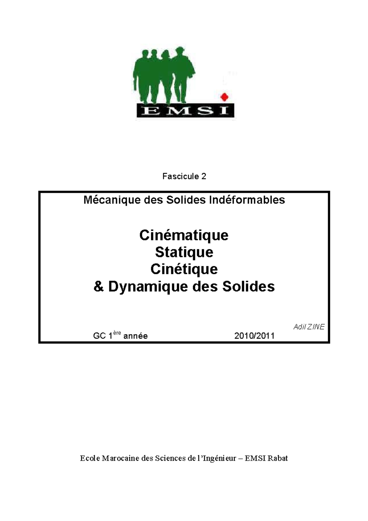 Mecanique Du Solide - ####### Fascicule 2 Mécanique des Solides ...