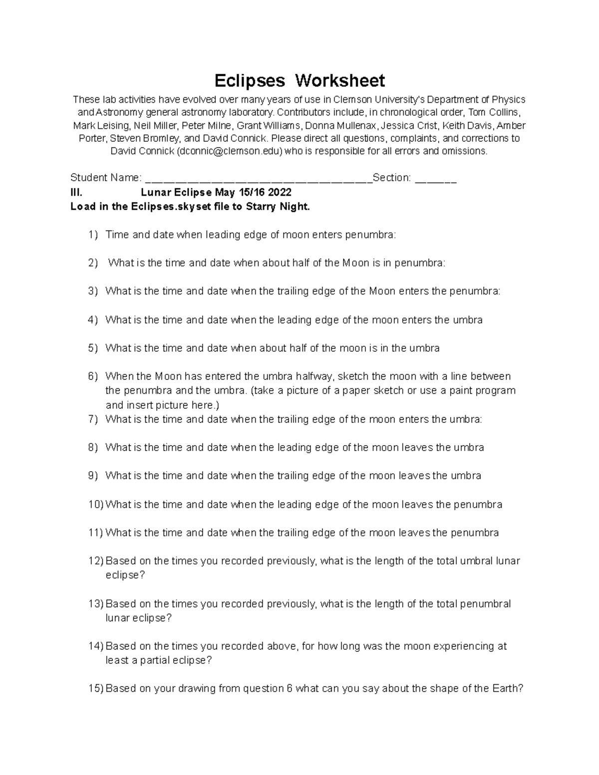 Eclipses Lab Worksheet - Eclipses Worksheet These lab activities have ...