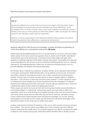 30 mark labelling theory - Applying material from Item B and your ...