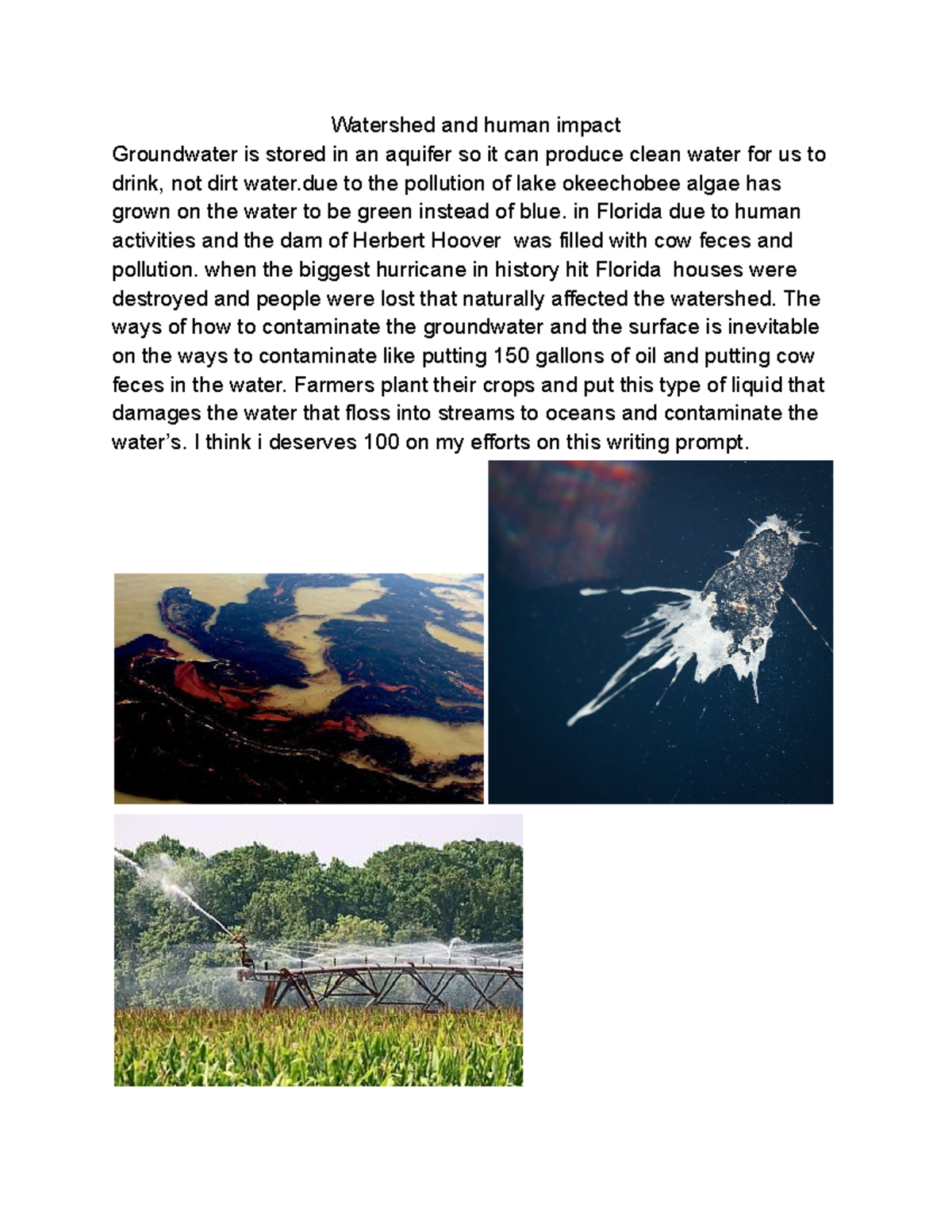 Anderson romero - 9th - Watershed and human impact Groundwater is ...