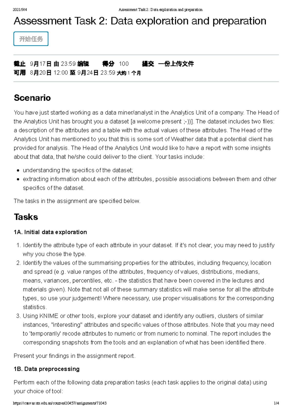 Assessment Task 2 Data exploration and preparation - Assessment Task 2 ...