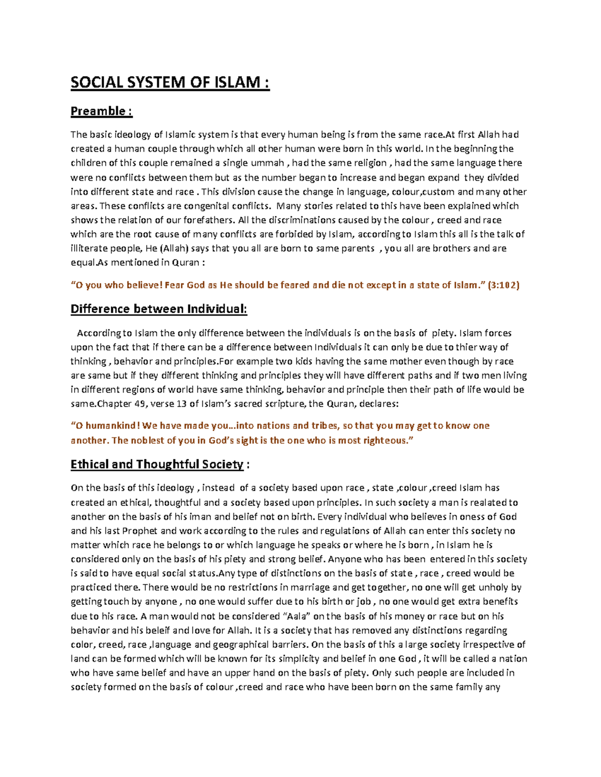 Social system 02112023 065902 pm - SOCIAL SYSTEM OF ISLAM : Preamble ...