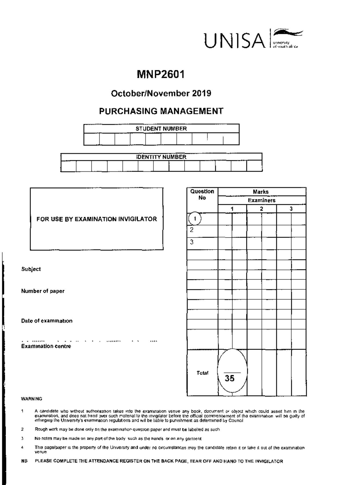 MNP2601 2019 EXAM PAPER MAY - MNP2601 - Studocu
