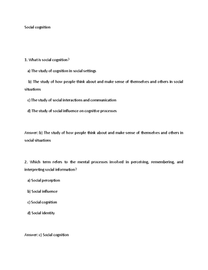 Social influence - Multiple Choice Questions and Answers - Social ...