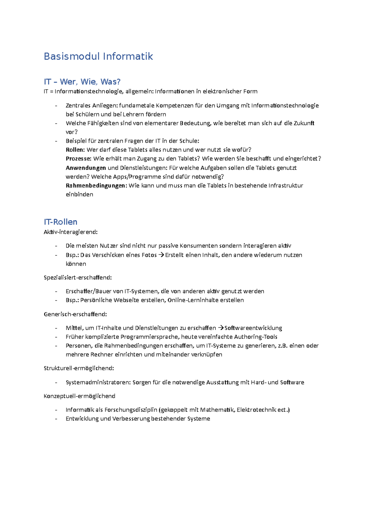 Basismodul Informatik - Zusammenfassung - Basismodul Informatik IT ...