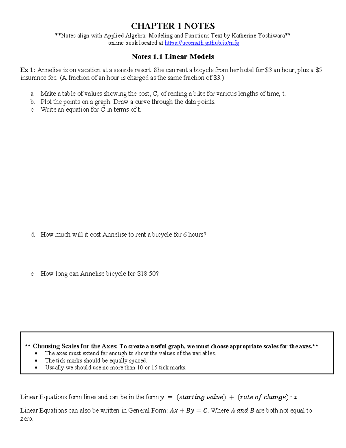 Chapter 1 Notes - CHAPTER 1 NOTES Notes align with Applied Algebra ...