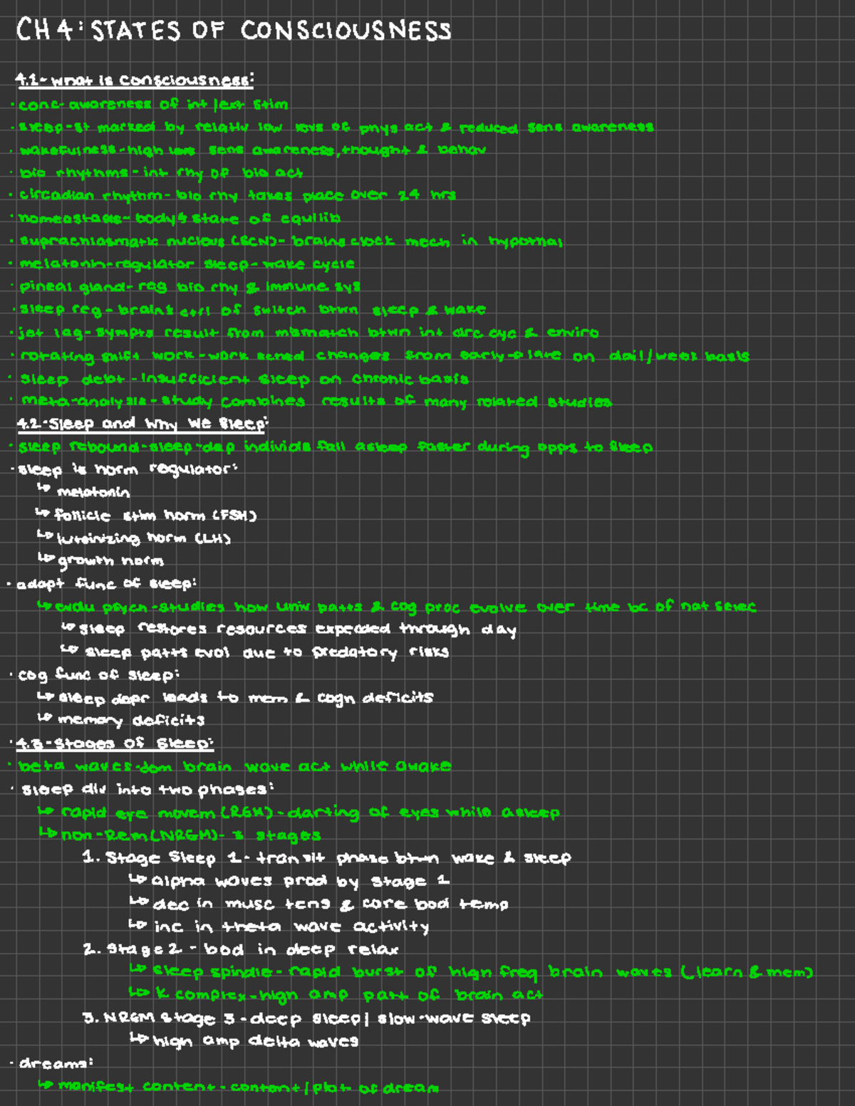 Ch 4 Chapter 4 Lecture Notes Ch 4 States Of Consciousness 4 1 What Is Consciousness
