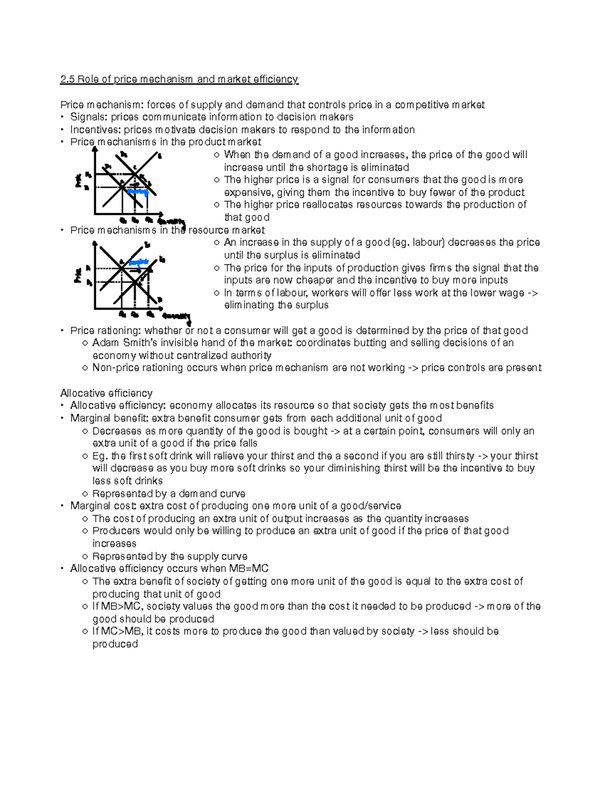 2.5 Role of price mechanism and market efficiency - 2 Role of price ...