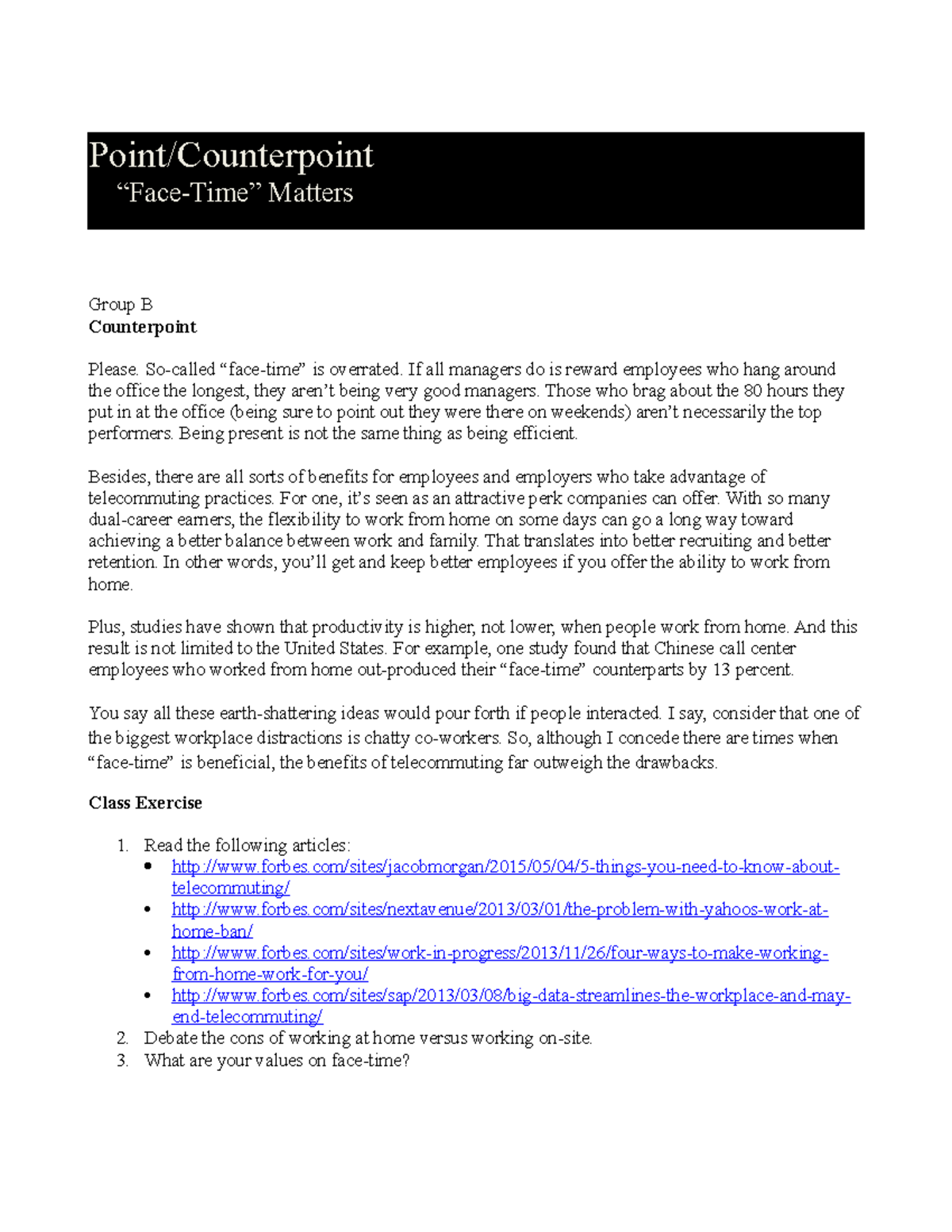 Point Point Counterpoint G-B - Matters Group B Counterpoint Please. is ...