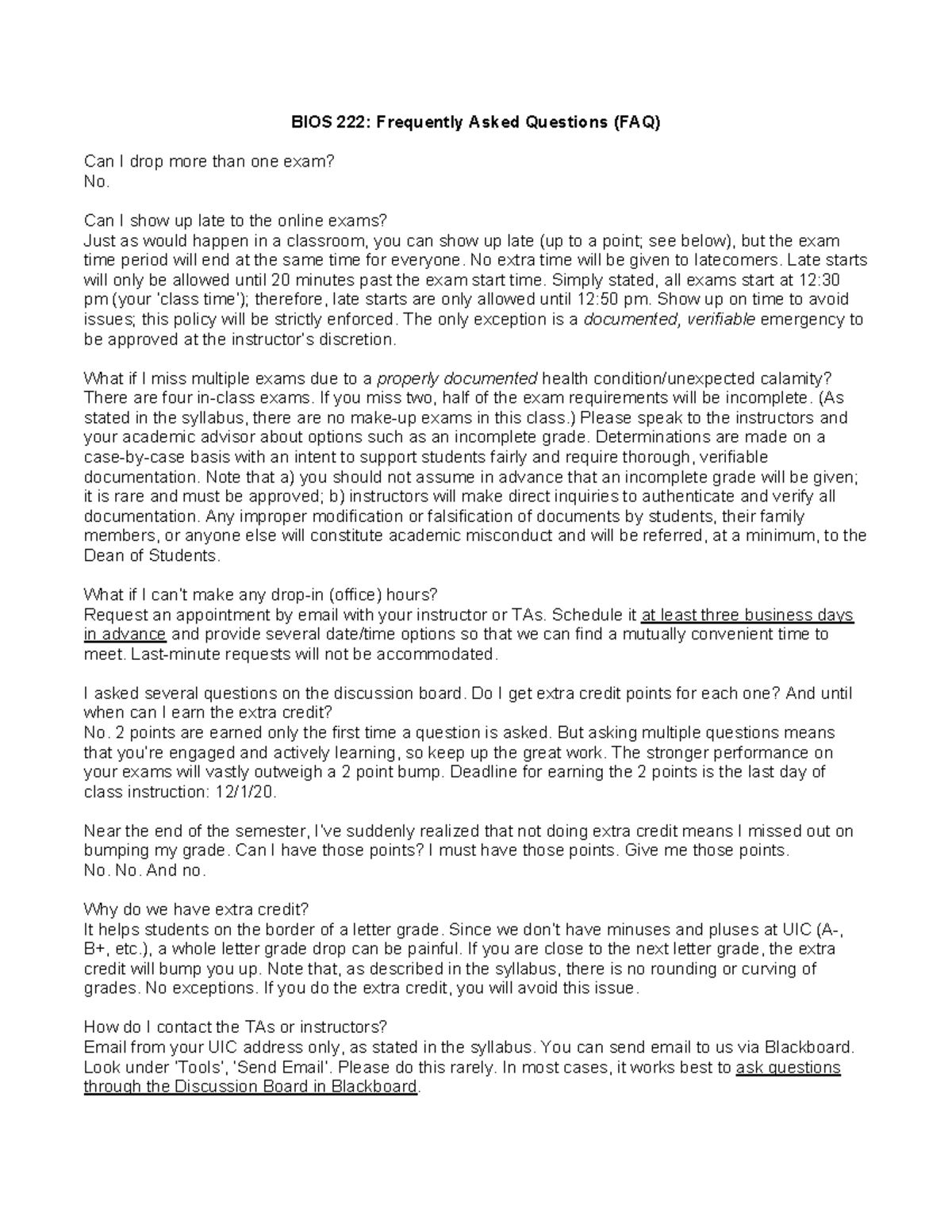 FAQ Bios 222 Fall 2020 - BIOS 22 2: Frequently Asked Questions (FAQ ...