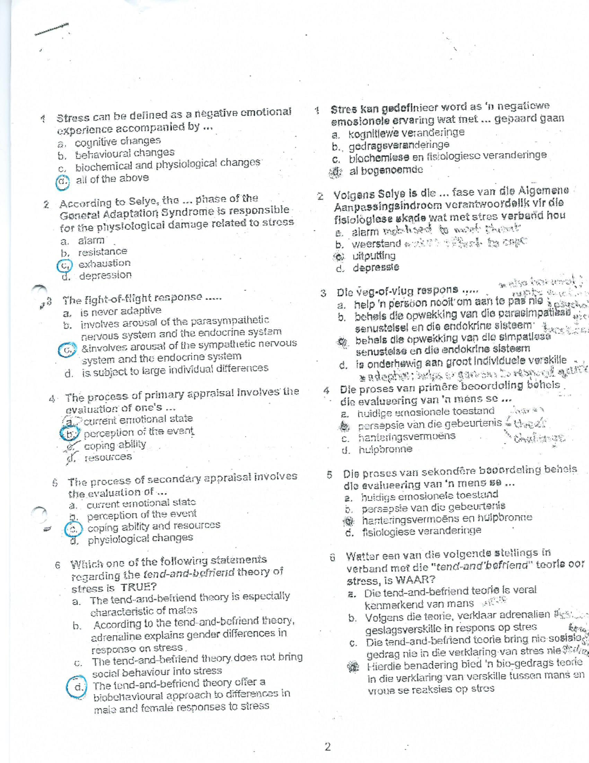 Psychology Example Questions - MGW 112 - Studocu